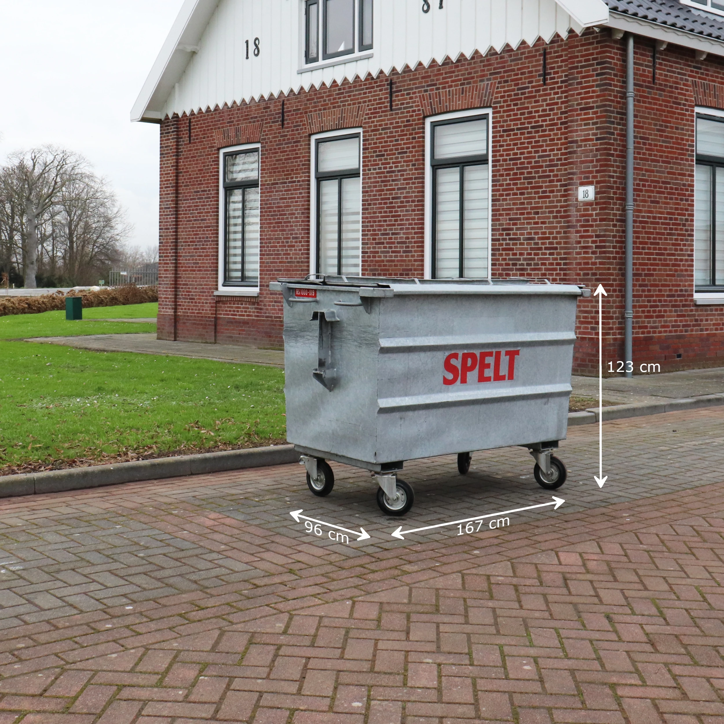 1000 Liter Staal Rolcontainer - Spelt