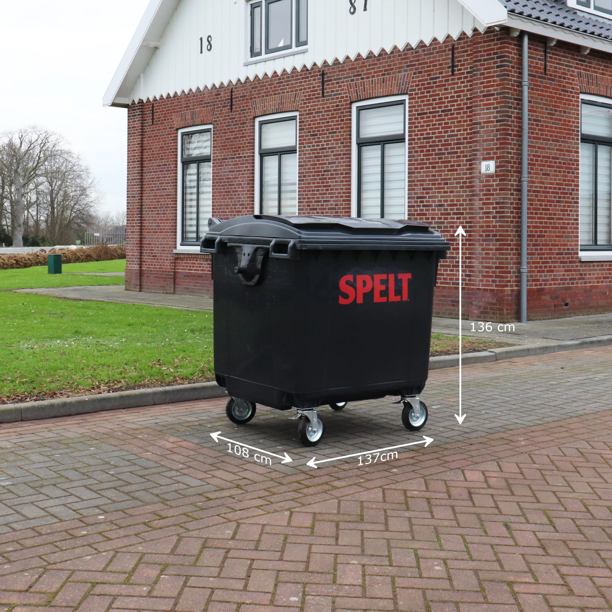 1100 Liter Kunststof Rolcontainer - Spelt