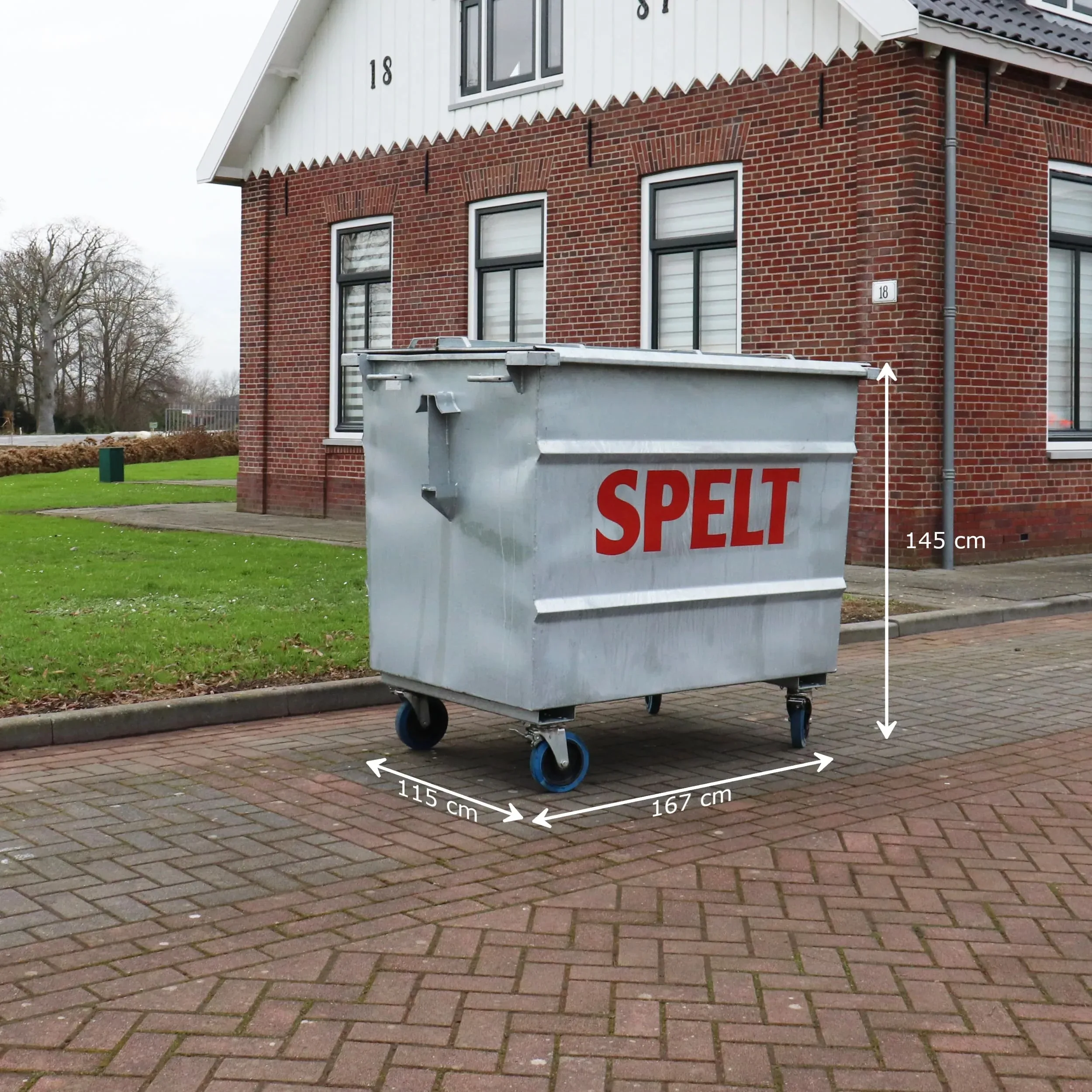 1600 liter Staal Rolcontainer - Spelt