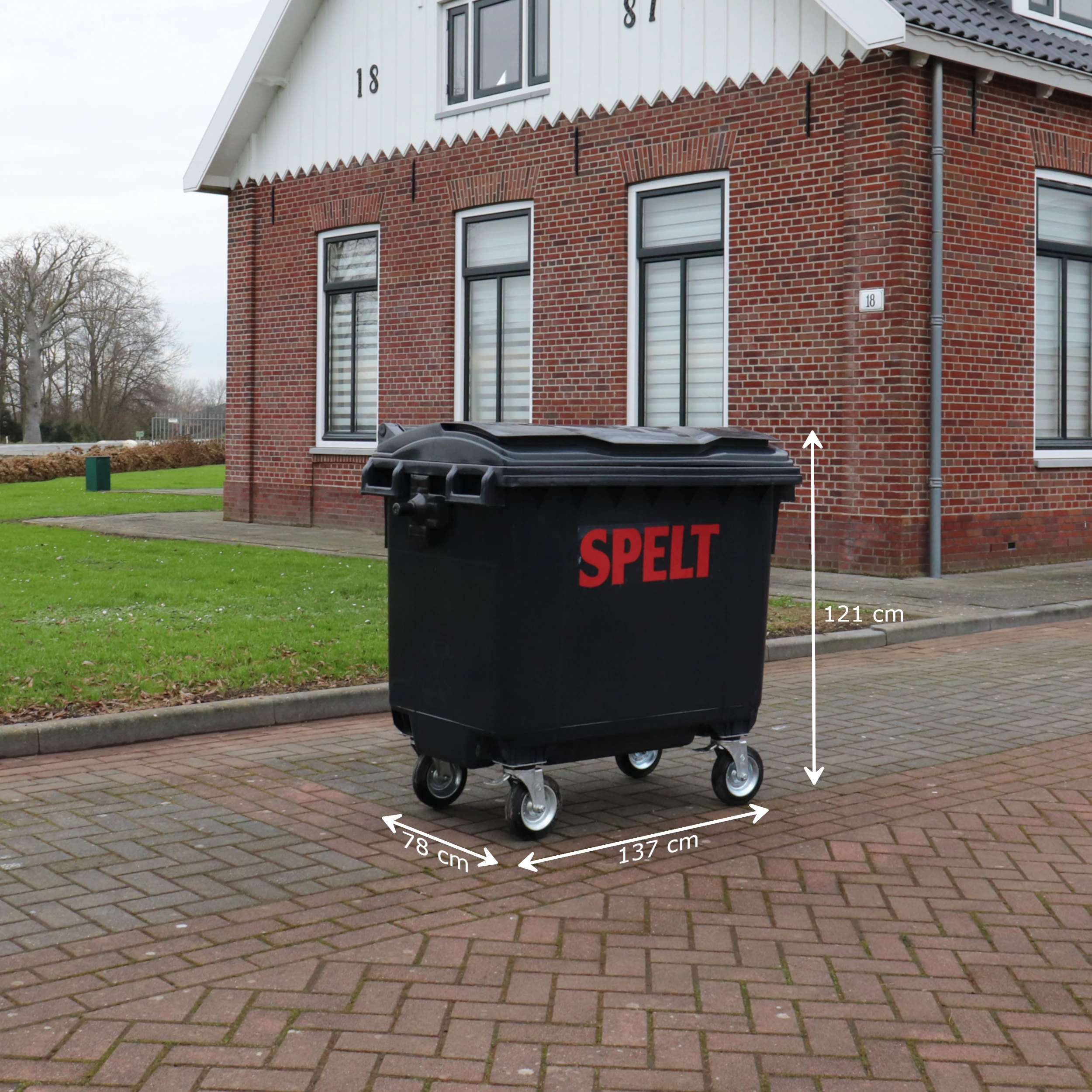 660 Liter Kunststof Rolcontainer - Spelt