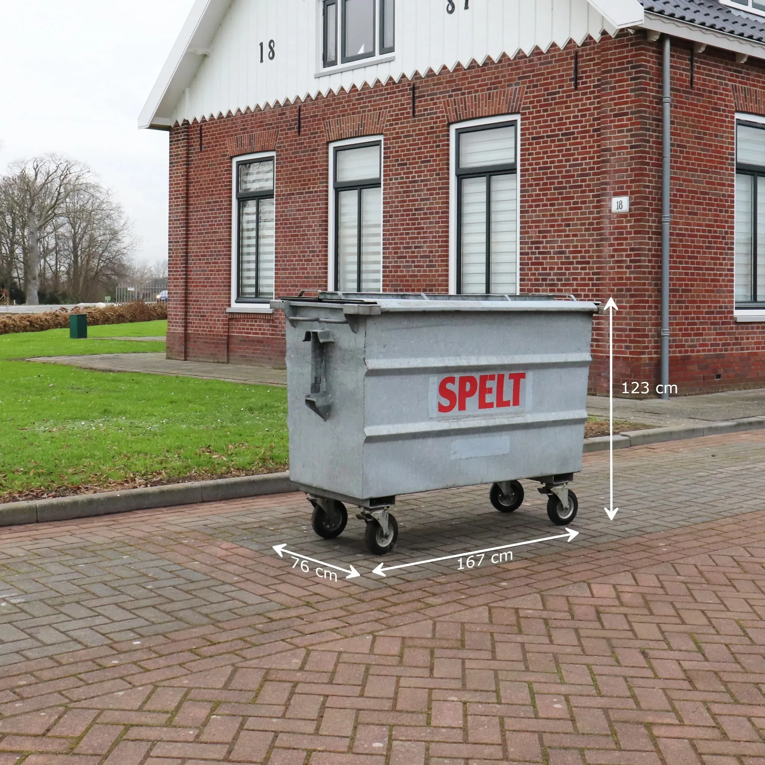 750 Liter Staal Rolcontainer - Spelt
