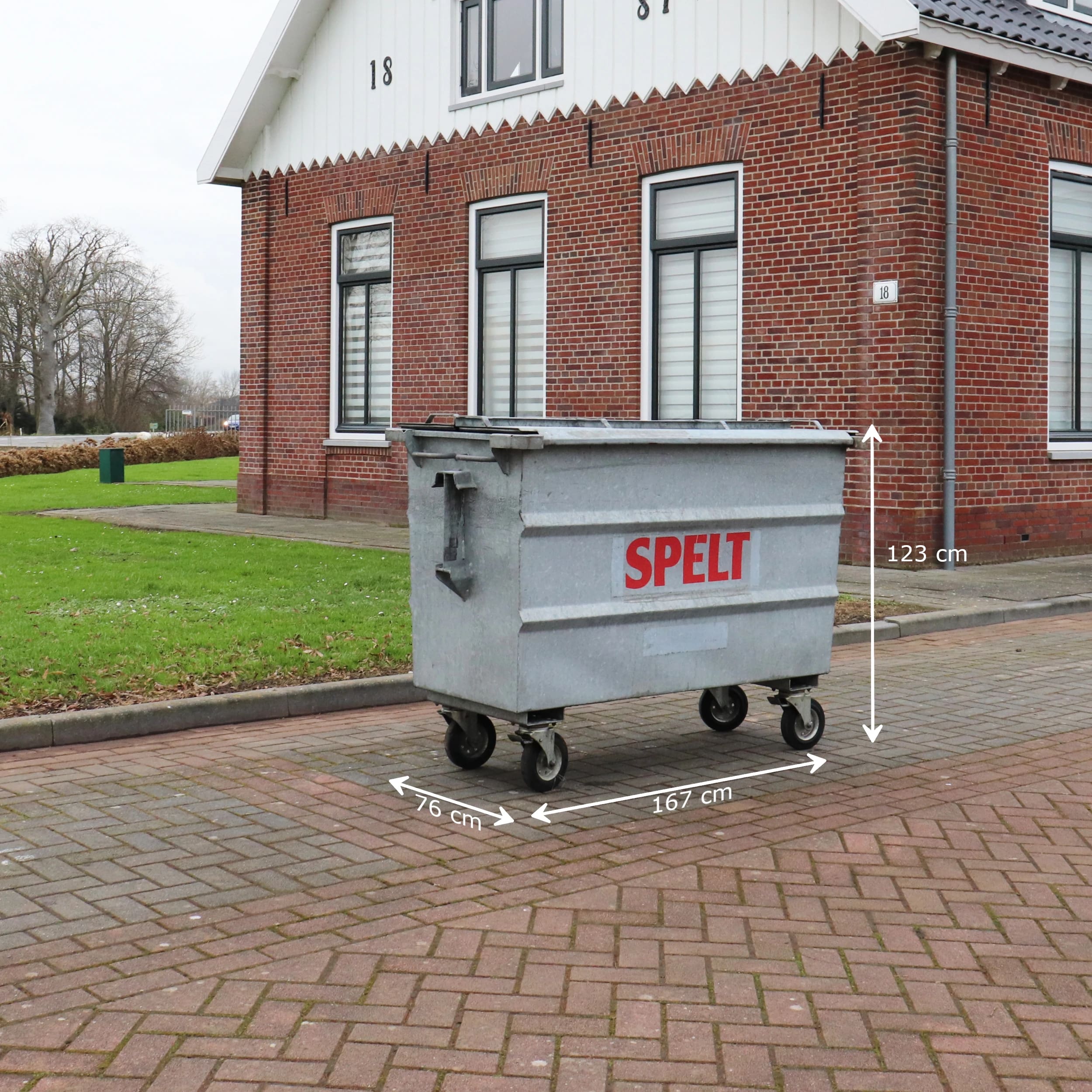 750 Liter Staal Rolcontainer - Spelt